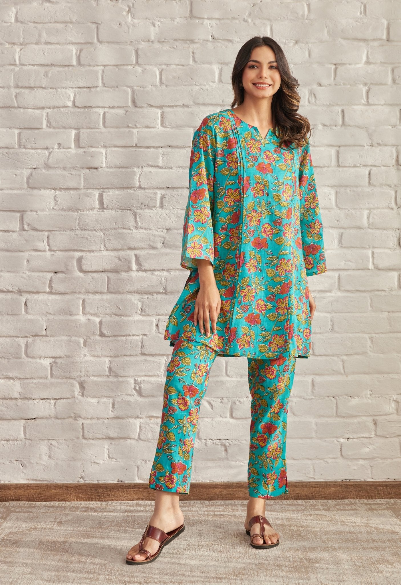 Green Floral Printed Coord set