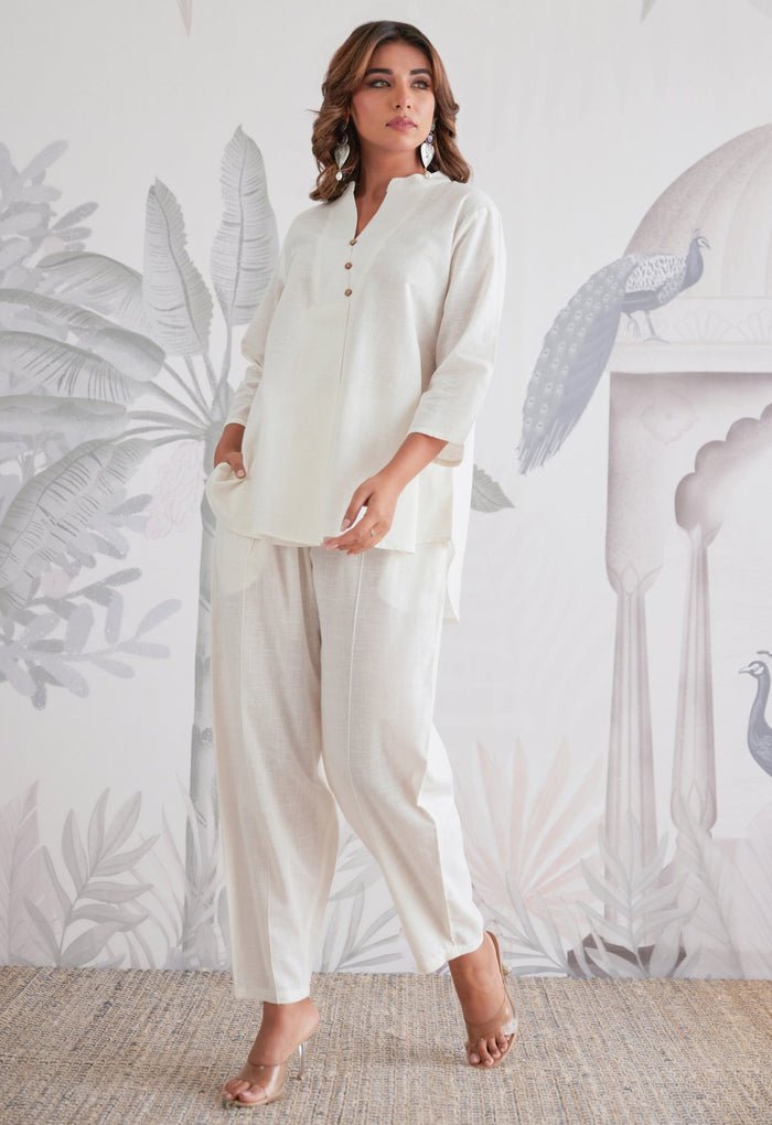 How to Style the Cotton Slub Solid White-Green Co-ord Set for Every Oc